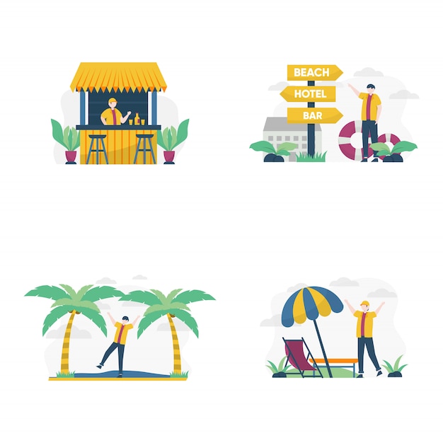 Vibrant Beach-Themed Graphic Elements for Versatile Design Applications ...
