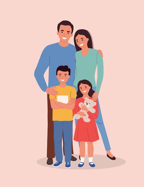 Loving Family Portrait with Parents and Two Children | Jiffy Designs