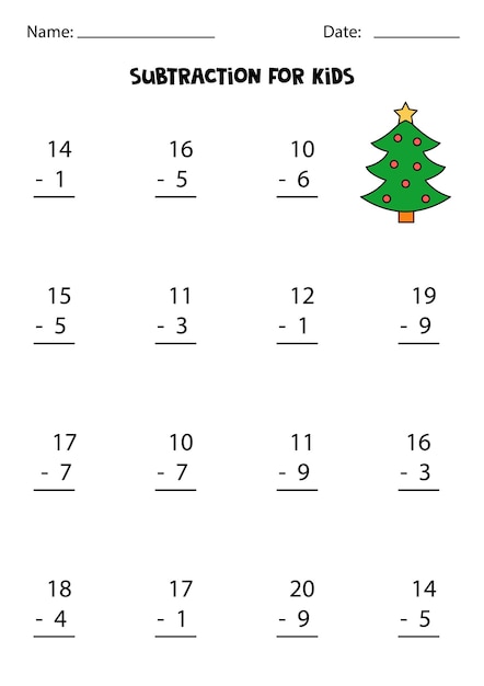 Festive Subtraction Worksheet: Christmas Tree Practice | Jiffy Designs