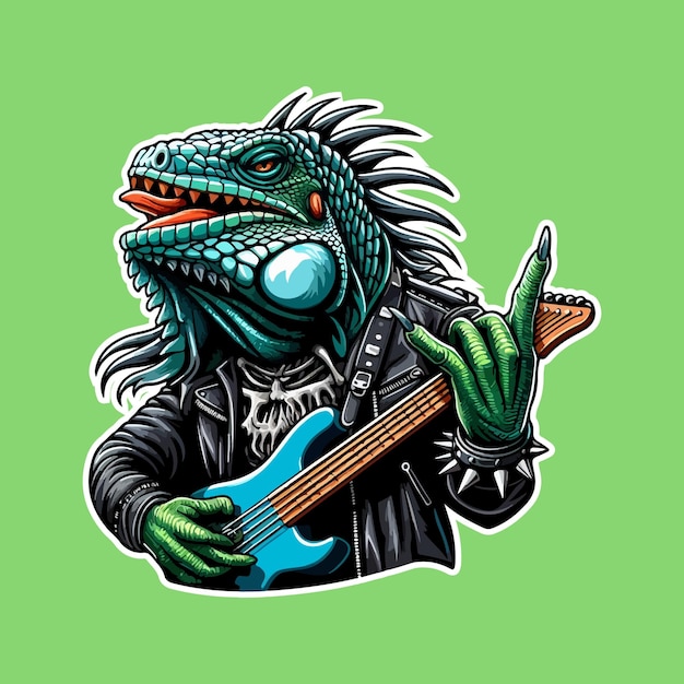 Punk Rock Lizard Shredding on Electric Guitar | Jiffy Designs