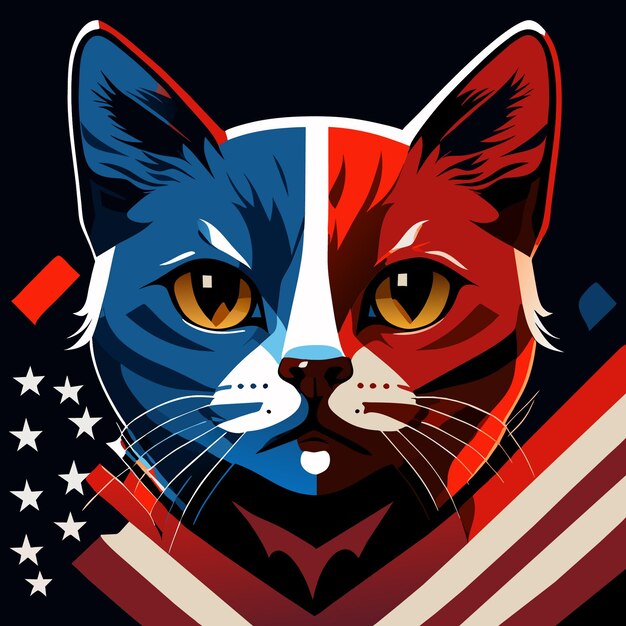 Patriotic Feline Portrait: Vibrant American Flag-Inspired Cat | Jiffy ...