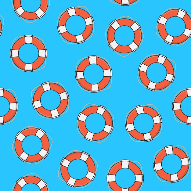 Vibrant Life Preserver Pattern on Aqua Blue Background | Jiffy Designs