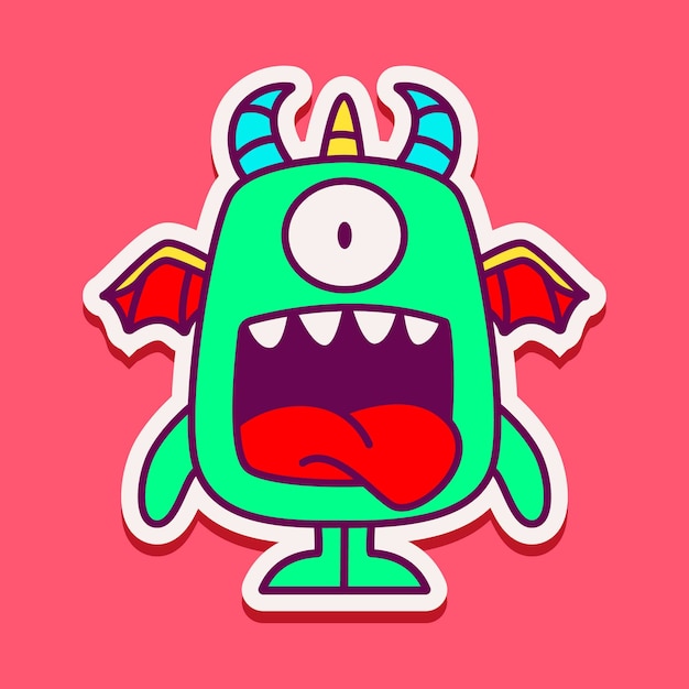 Quirky Alien Monster with Horns and Fangs on Pink | Jiffy Designs