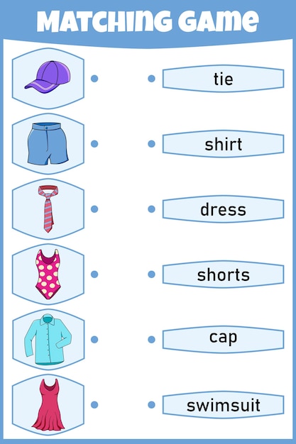 Matching Game: Pair Clothing Items with Their Names | Jiffy Designs