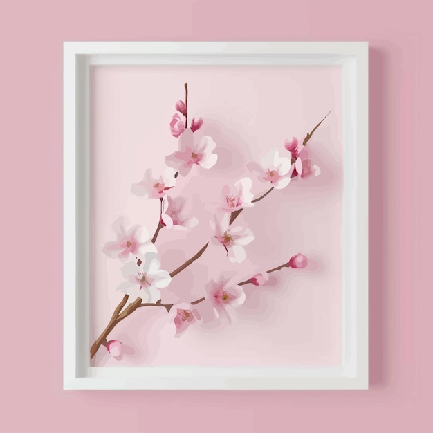 Delicate Cherry Blossom Branch in Soft Pink Frame | Jiffy Designs