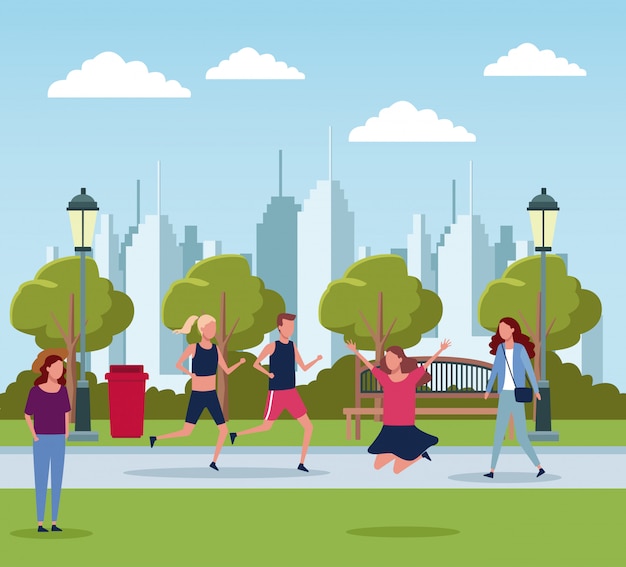 Vibrant City Park Scene with People Enjoying Outdoor Activities | Jiffy ...