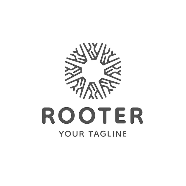Striking Monochrome Rooter Emblem with Intricate Radial Design | Jiffy ...