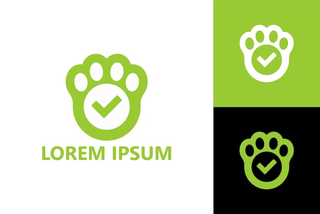 Paw Print with Checkmark Logo in Green and Black | Jiffy Designs