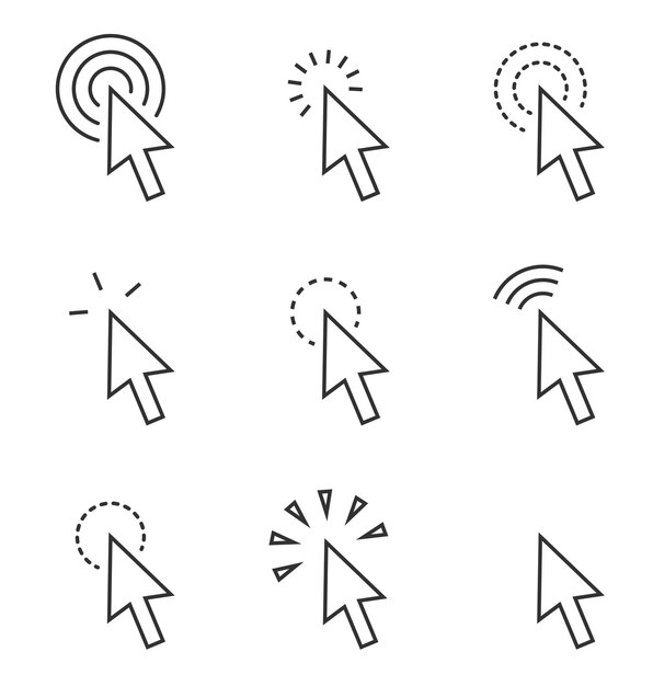 Diverse Cursor Pointers: Minimalist Monochrome Symbols for Digital ...