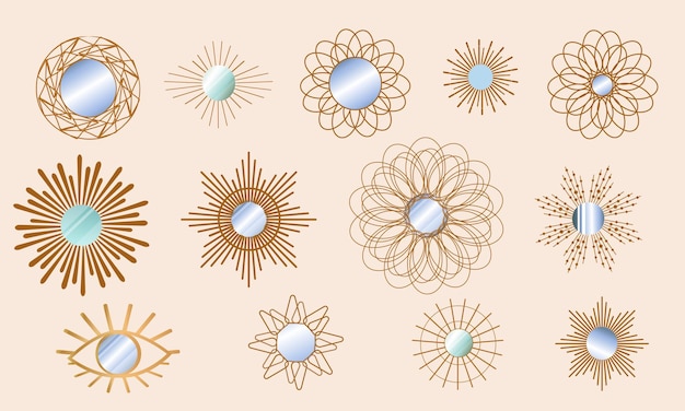 Radiant Sunburst Motifs: A Celestial Geometric Illustration | Jiffy Designs