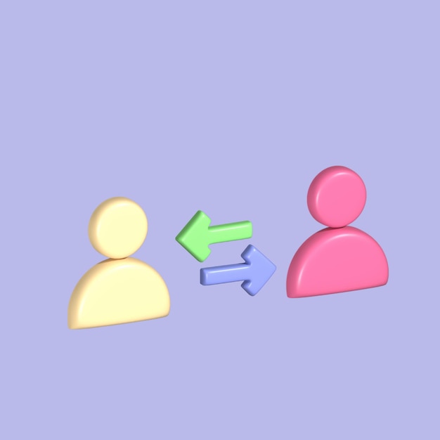 Simplified People Symbols Pointing to Each Other on Purple | Jiffy Designs