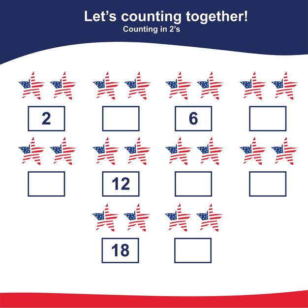Patriotic Stars Counting Template for Kids | Jiffy Designs