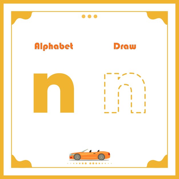 Vibrant Letter 'n' and Stylized Car Illustration | Jiffy Designs