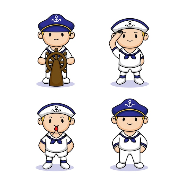 Cheerful Nautical Crew: Smiling Sailors in Sailor Uniforms | Jiffy Designs