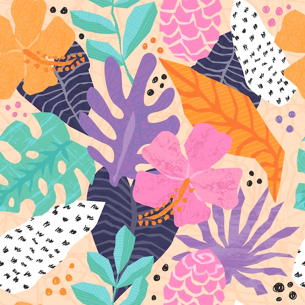 Vibrant Tropical Floral Pattern with Playful Textures | Jiffy Designs