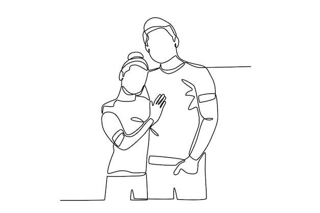 Heartwarming Father and Child Embrace in Minimalist Outline | Jiffy Designs