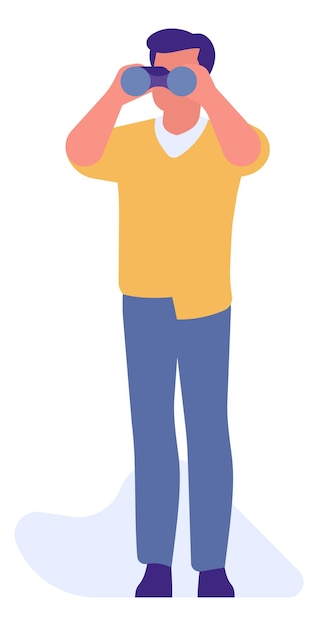 Man Observing the World with Binoculars | Jiffy Designs
