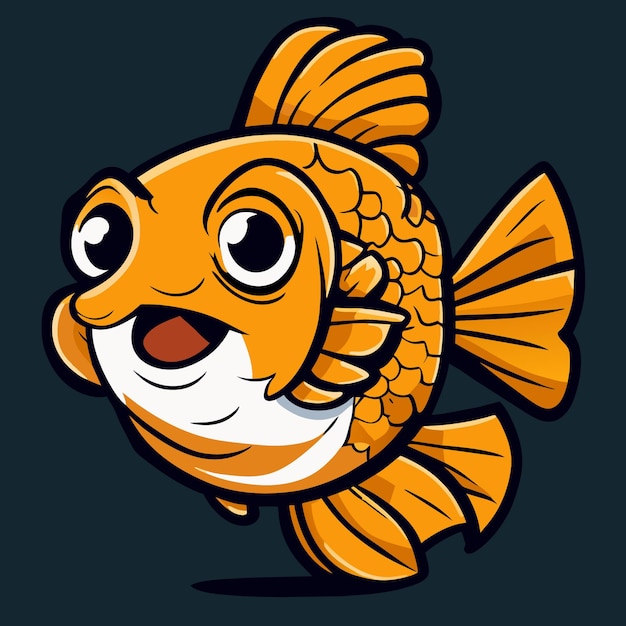 Cheerful Cartoon Fish with Vibrant Orange Scales | Jiffy Designs