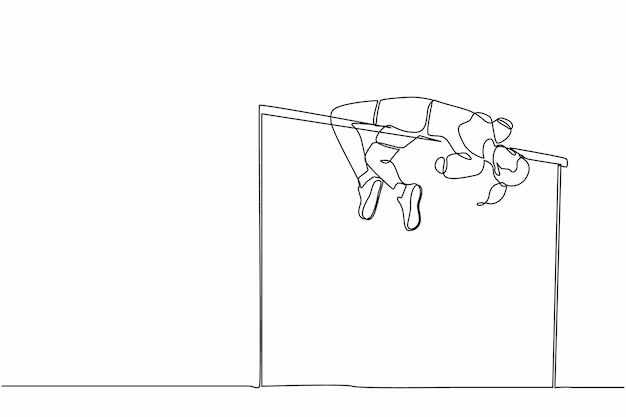 Athlete Soaring Over High Jump Bar in Minimalist Line Art | Jiffy Designs