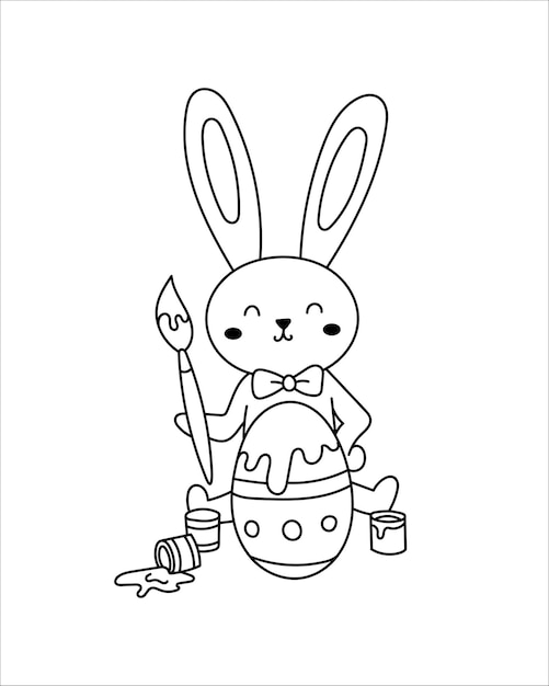 Adorable Bunny Painting Easter Egg with Paintbrush | Jiffy Designs