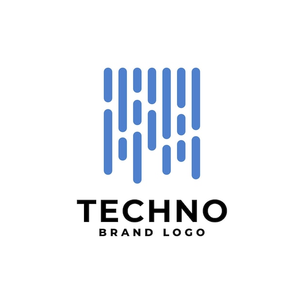 Sleek and Stylish Techno Brand Logo with Vibrant Blue Bars | Jiffy Designs