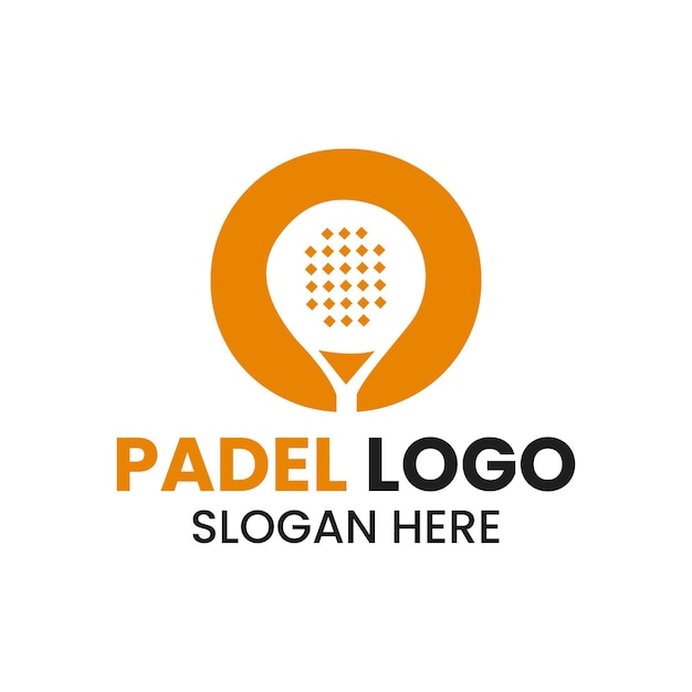 Stylized Padel Racket Icon with Vibrant Orange Accents | Jiffy Designs