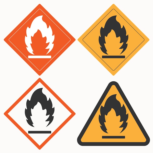 Vibrant Flame Symbols: Fiery Hazard Warning Signs | Jiffy Designs