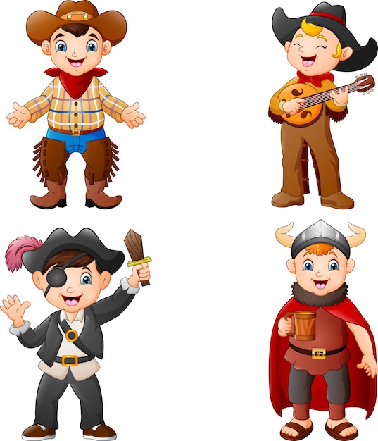 Vibrant Collection of Playful Cowboy-Themed Cartoon Characters | Jiffy ...