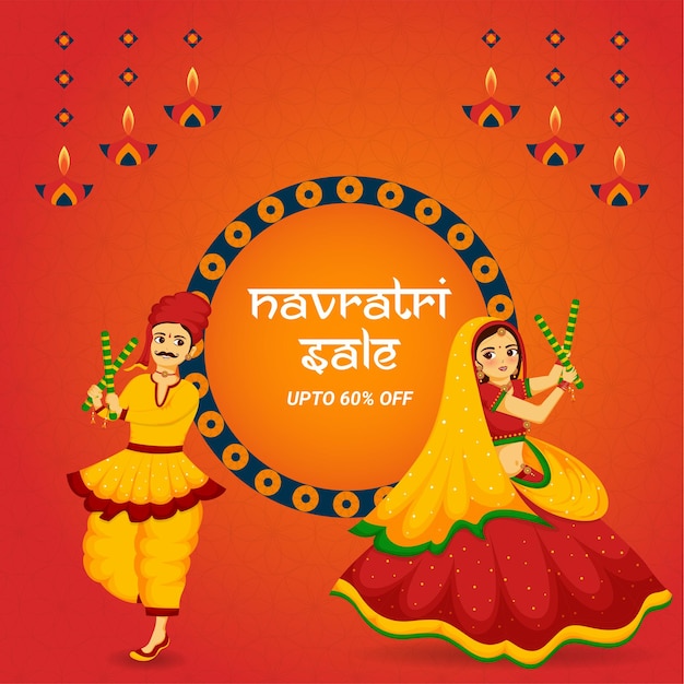 Vibrant Navratri Festival with Dancers in Colorful Attire | Jiffy Designs