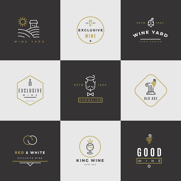 Elegant Wine and Beverage Collection of Distinctive Logos and Emblems ...