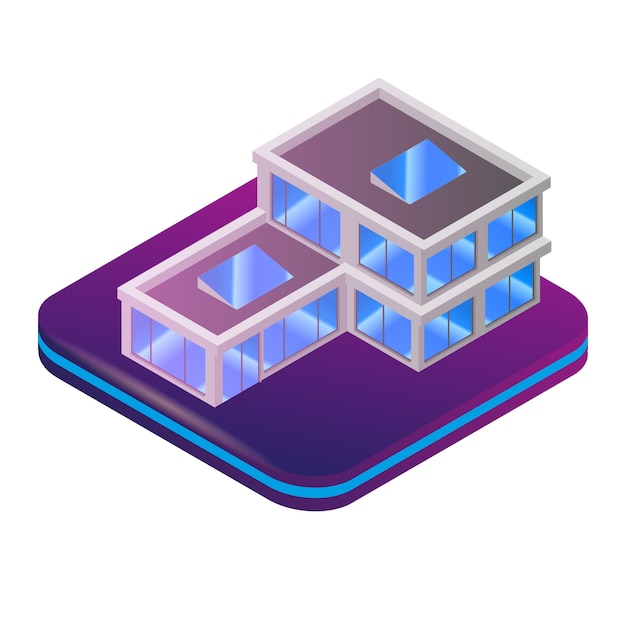 Isometric Glowing Purple and Blue Building Illustration | Jiffy Designs