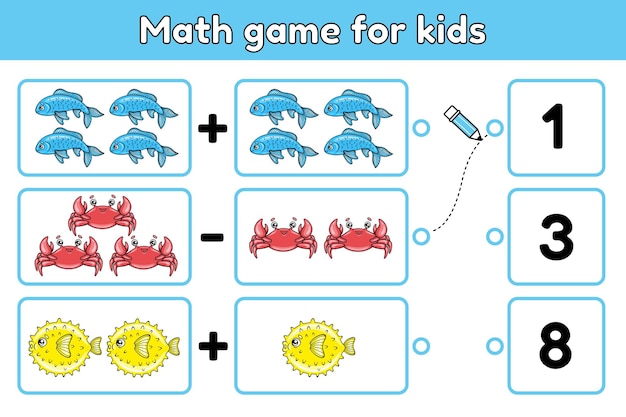 Whimsical Marine Life Math Game for Kids | Jiffy Designs