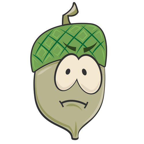 Funny Cartoon Sad Acorn Character | Jiffy Designs