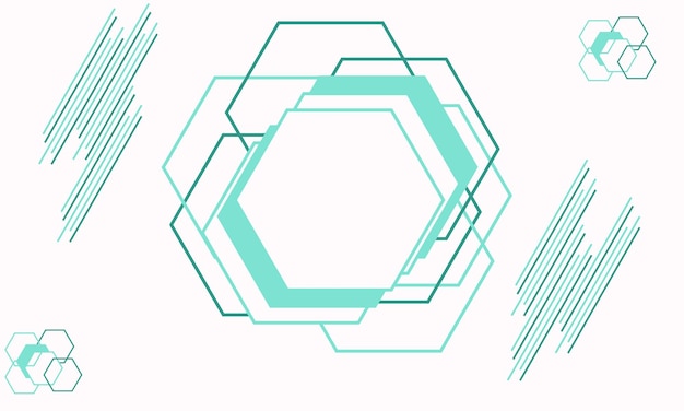 Geometric Hexagon Shapes with Intersecting Lines in Mint Green | Jiffy ...