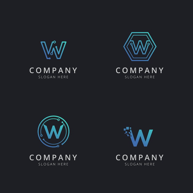 Sleek and Modern W-Shaped Logos with Hexagon Accents | Jiffy Designs