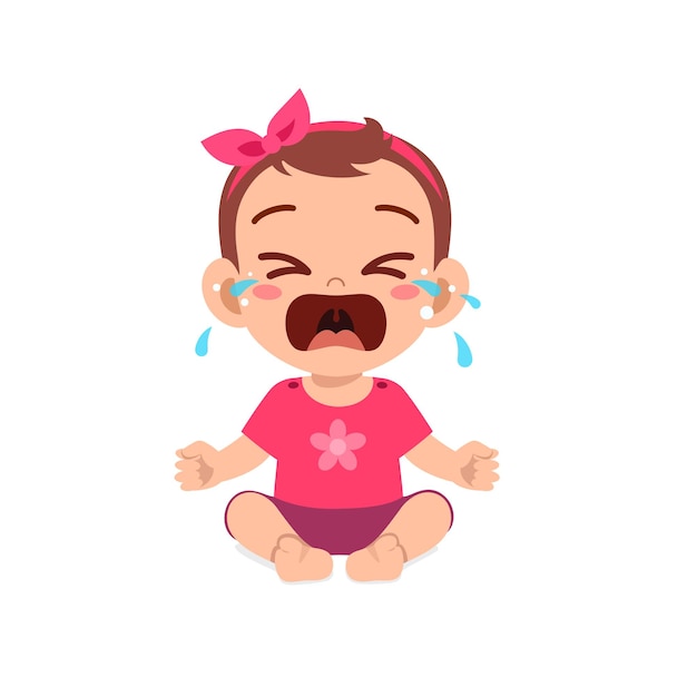 Crying Baby Girl with Pink Bow and Tears | Jiffy Designs
