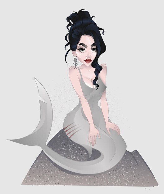 Enchanting Mermaid with Flowing Raven Hair and Radiant Beauty | Jiffy ...