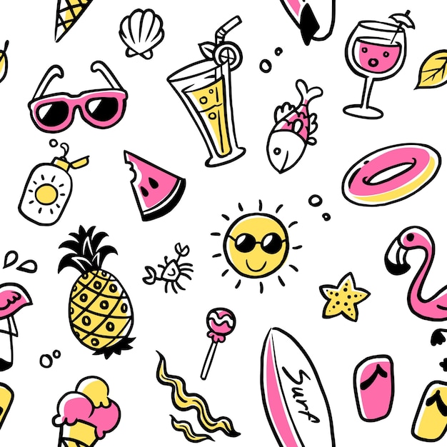 Vibrant Summer-Themed Doodle Collection with Tropical Flair | Jiffy Designs