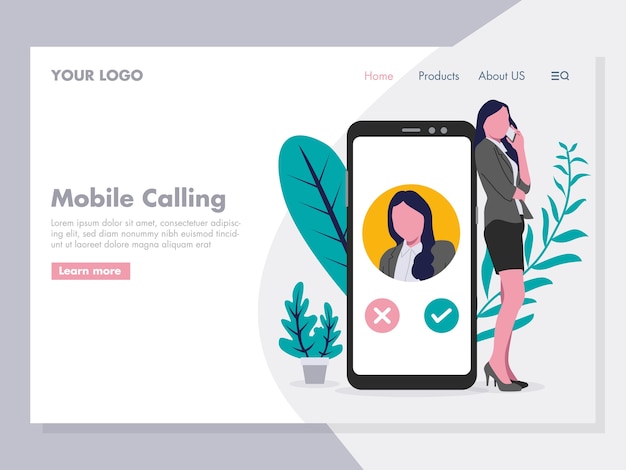 Vibrant Illustration of Mobile Calling Interface and User | Jiffy Designs