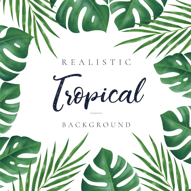 Realistic Tropical Leaves Background with Calligraphic Text | Jiffy Designs