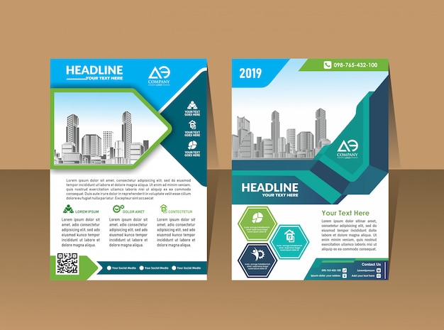 Vibrant City Skyline Brochures with Geometric Shapes and Infographics ...