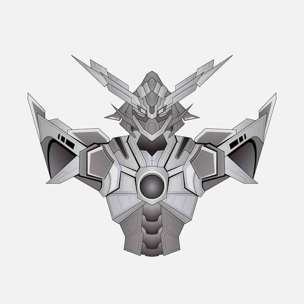 Striking Geometric Mech Emblem in Monochrome | Jiffy Designs