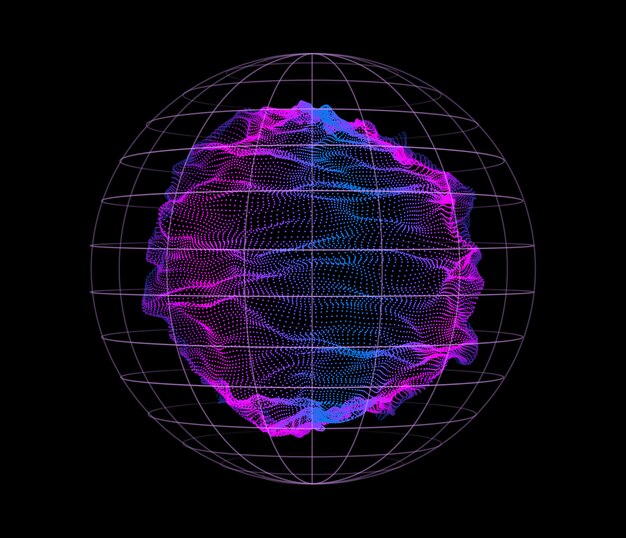 Captivating Cosmic Grid Sphere with Vibrant Hues | Jiffy Designs