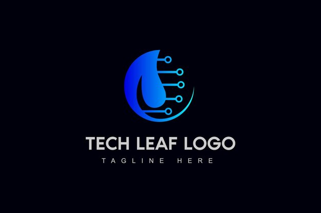 Sleek and Innovative Tech Leaf Logo Design | Jiffy Designs