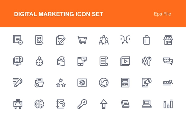 Comprehensive Digital Marketing Icon Set with Diverse Symbols | Jiffy ...