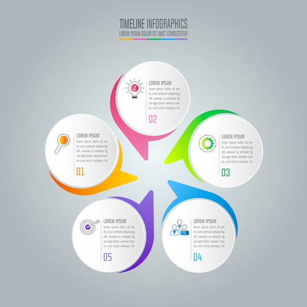 Colorful Circular Infographic with Five Sections and Icons | Jiffy Designs