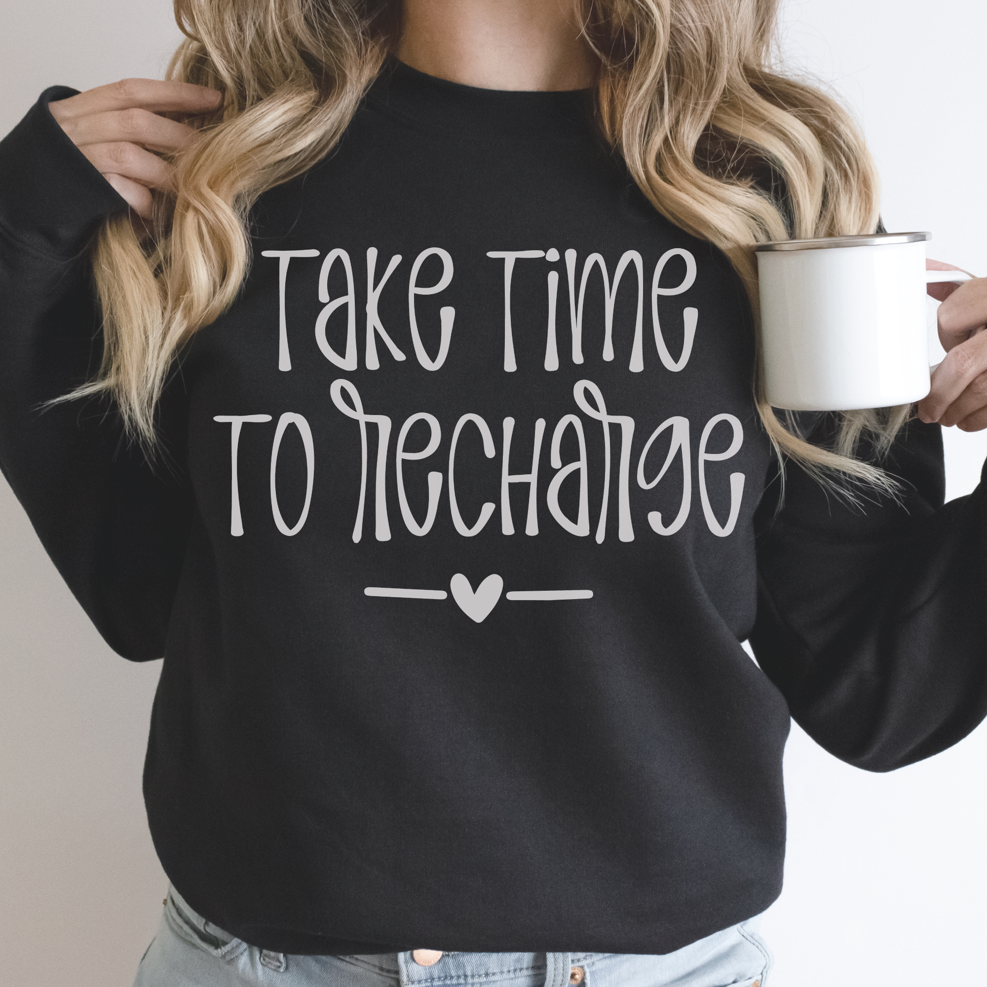 'Take Time to Recharge' Handwritten Typography with Whimsical Heart ...