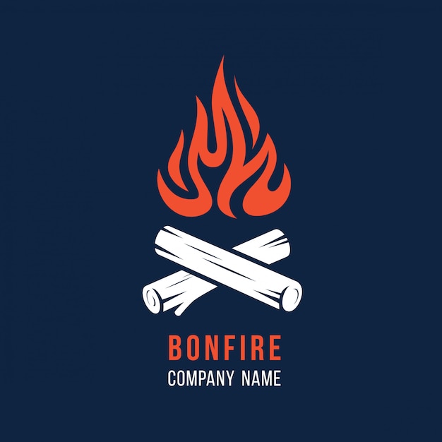 Vibrant Bonfire Logo with Crossed Logs | Jiffy Designs