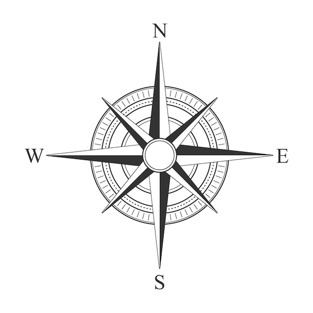 Detailed Compass Rose with Distinct Cardinal Directions | Jiffy Designs