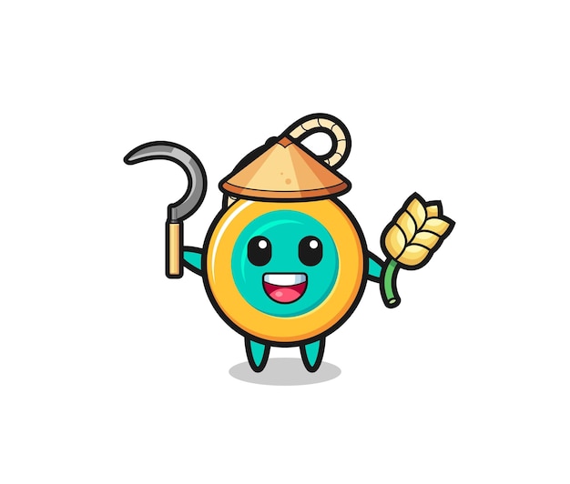 Cheerful Farming Mascot with Straw Hat and Wheat Stalk | Jiffy Designs